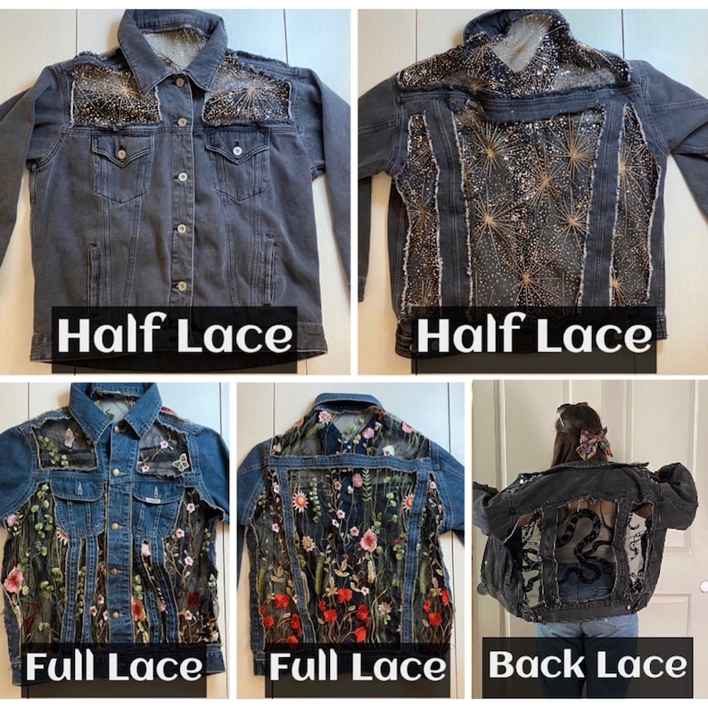 Custom Embroidered Lace Denim Jacket - Etsy