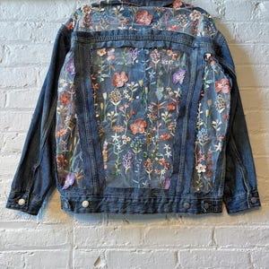 Custom Embroidered Lace Denim Jacket - Etsy