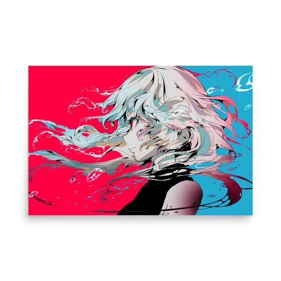 Anime Girl Poster Anime Poster Anime Art Anime Decor Red - Etsy