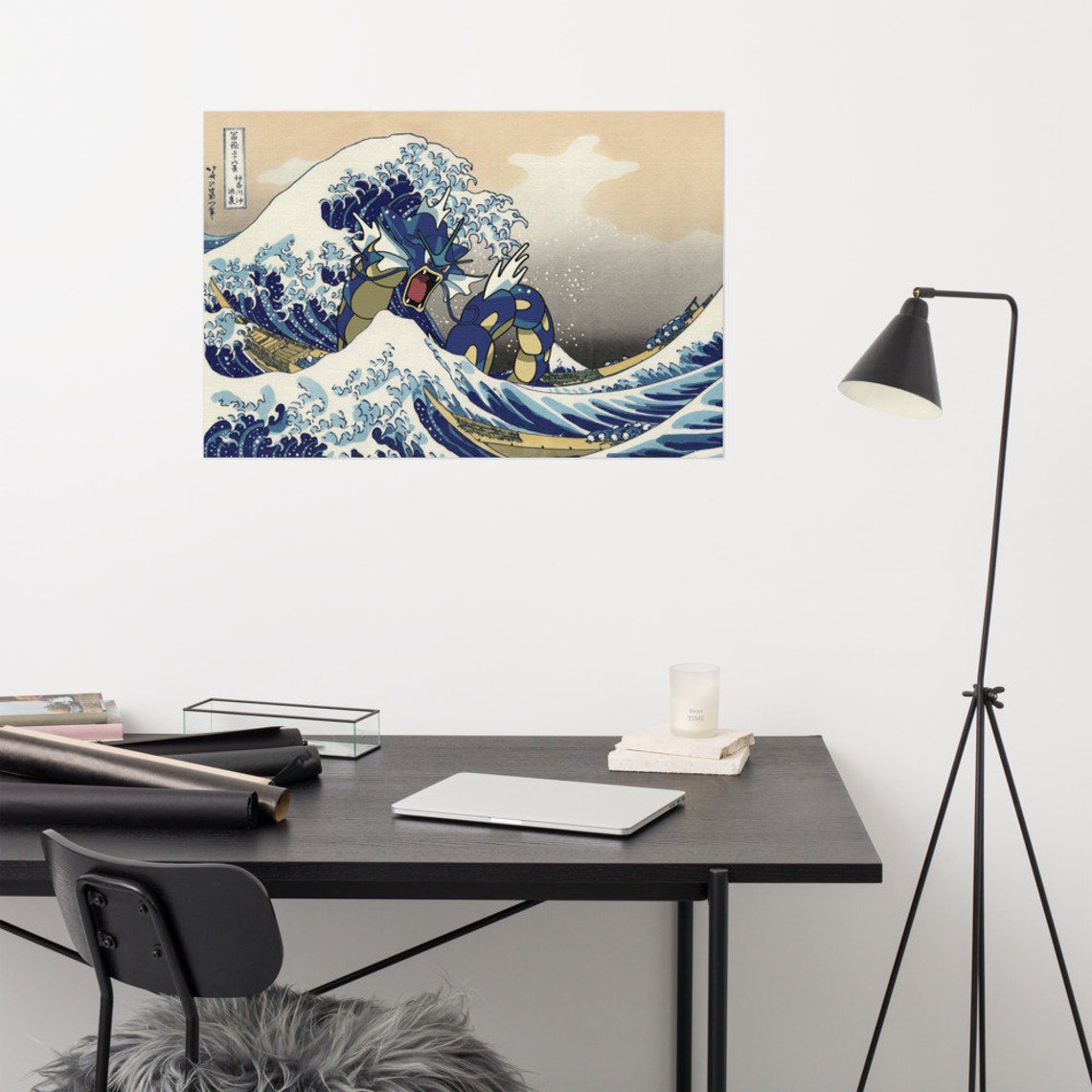 Gyarados Poster, Pokémon Poster, Vintage Artwork, Japanese Great Wave ...