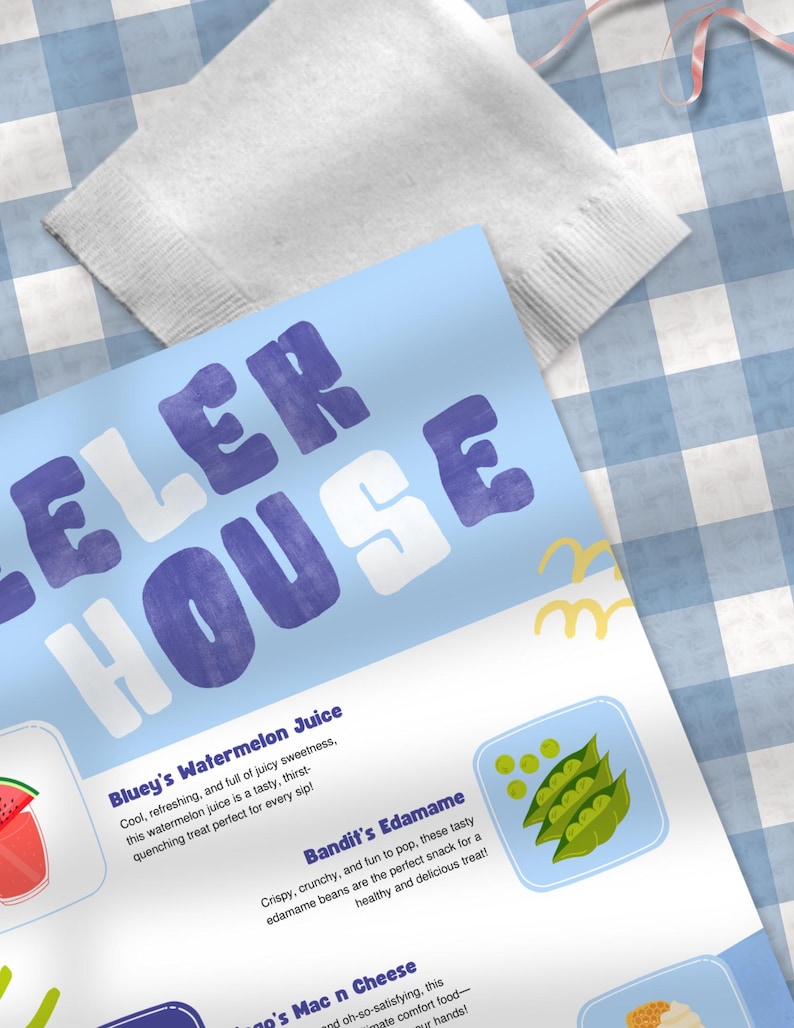 Bluey and Family Cafe Menu - Etsy