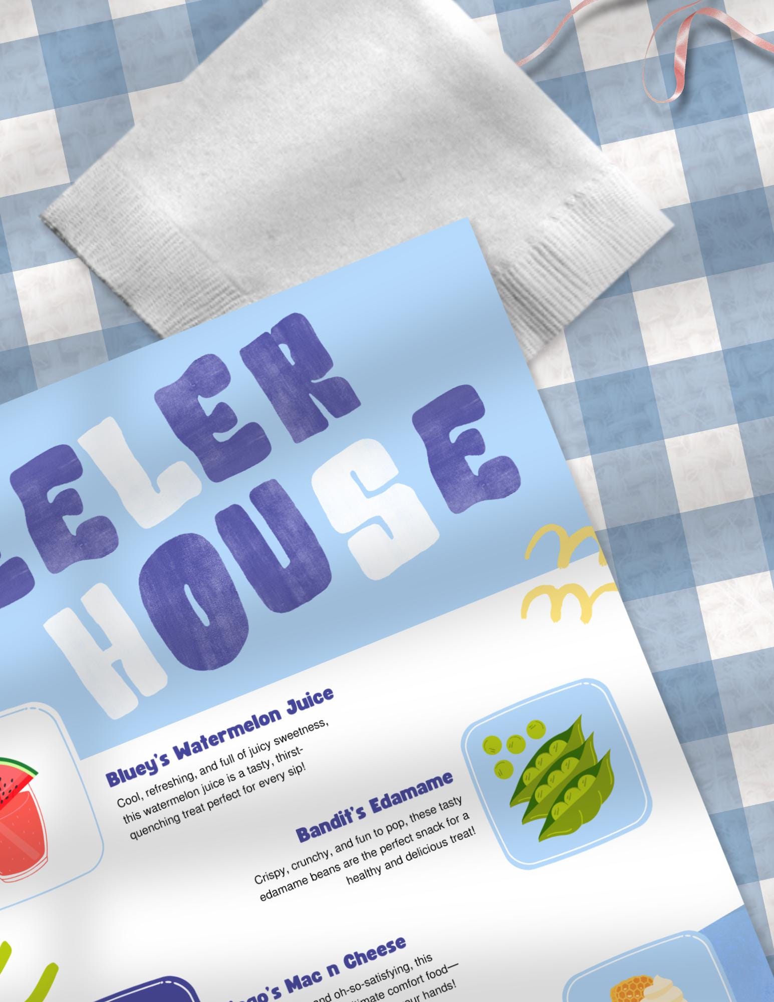 Bluey and Family Cafe Menu - Etsy