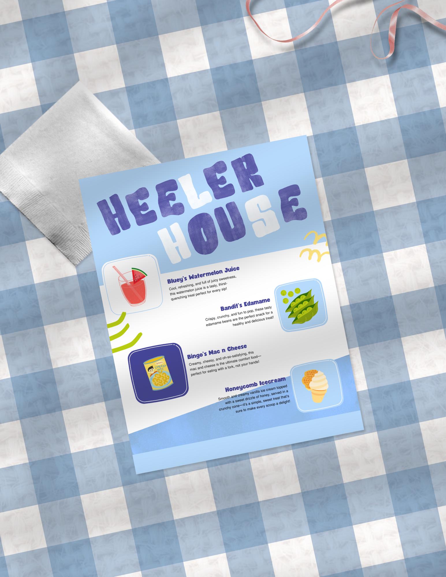 Bluey and Family Cafe Menu - Etsy