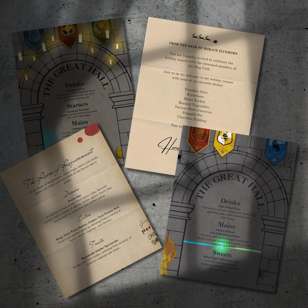 Wizarding World Movie Menu Template - Etsy