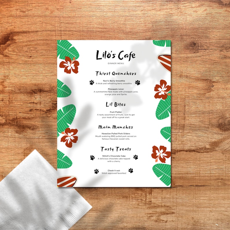 Lilo and Stitch Movie Night Menu and Template - Etsy