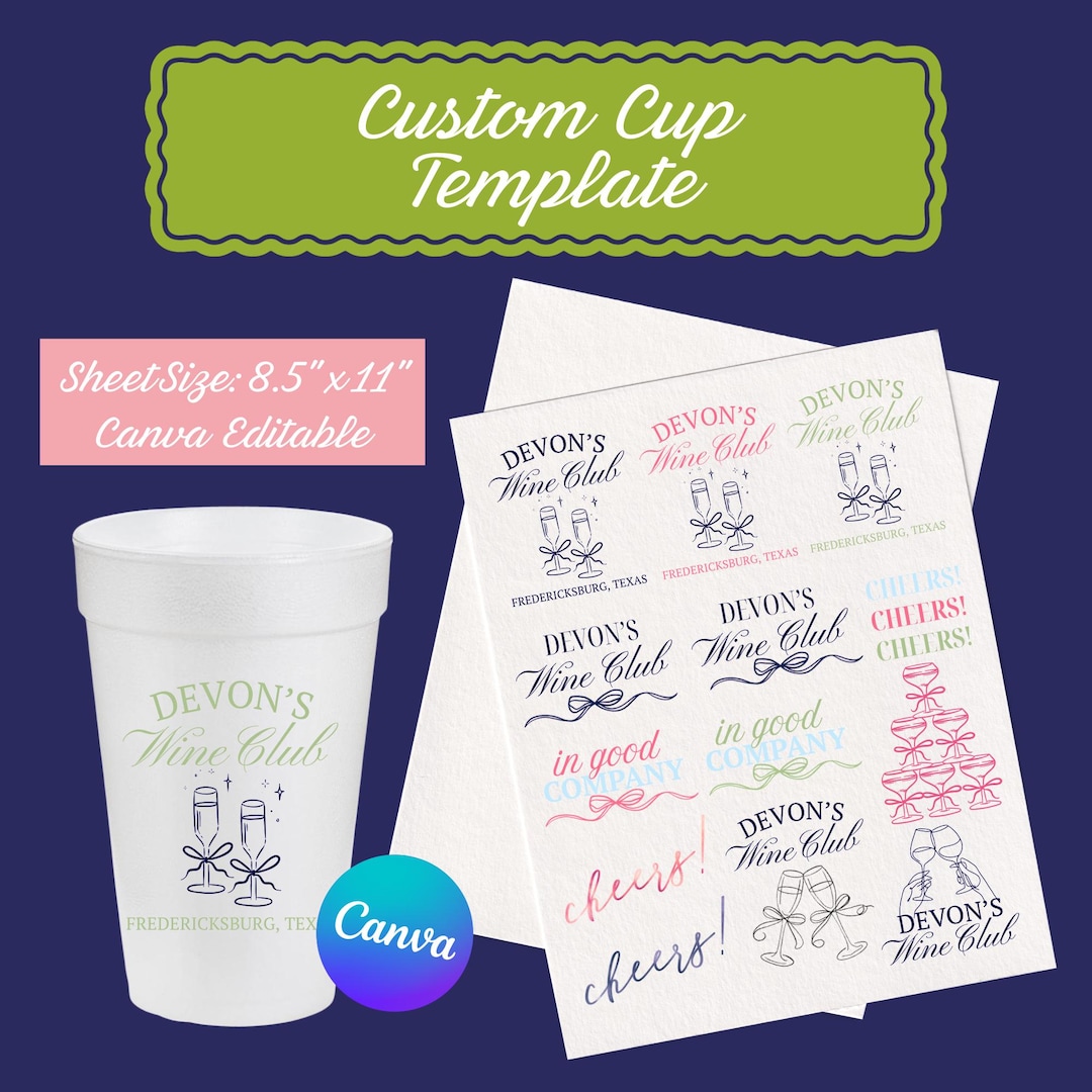 Custom Cup Template - Bachelorette or Party | Editable Design for ...
