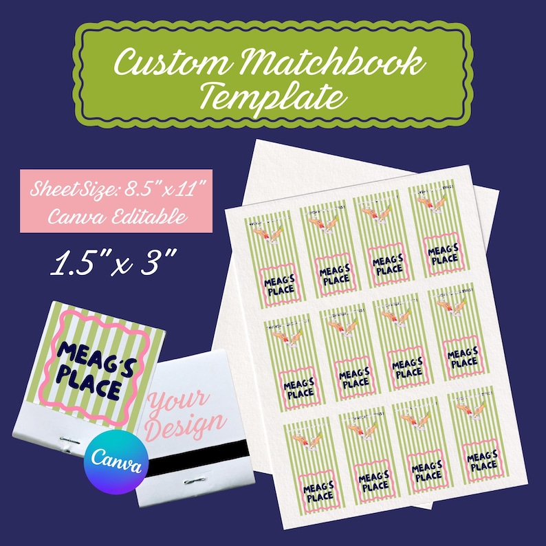 Meag's Place Matchbook Template | Editable Design for Sticker Paper ...