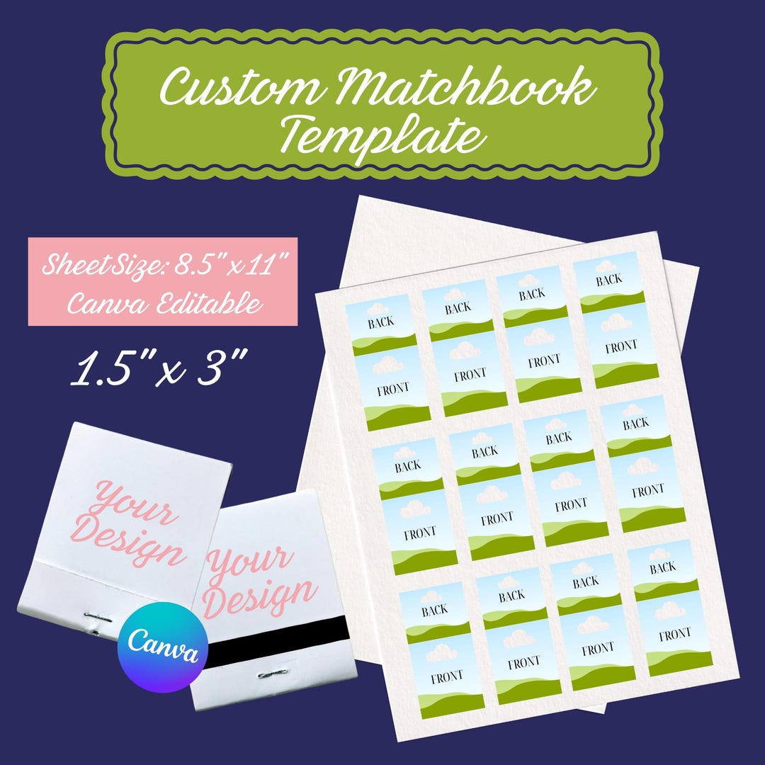 Blank Matchbook Template | Editable Design for Sticker Paper Printing ...
