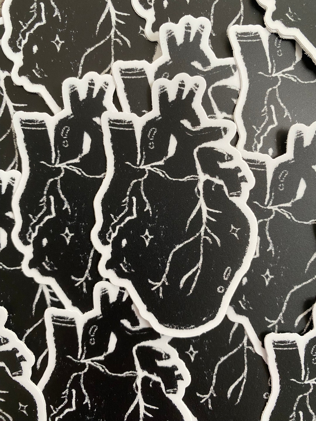 Anatomical Heart (stylized) // Pink or Black Heart Sticker, Vinyl-matte ...