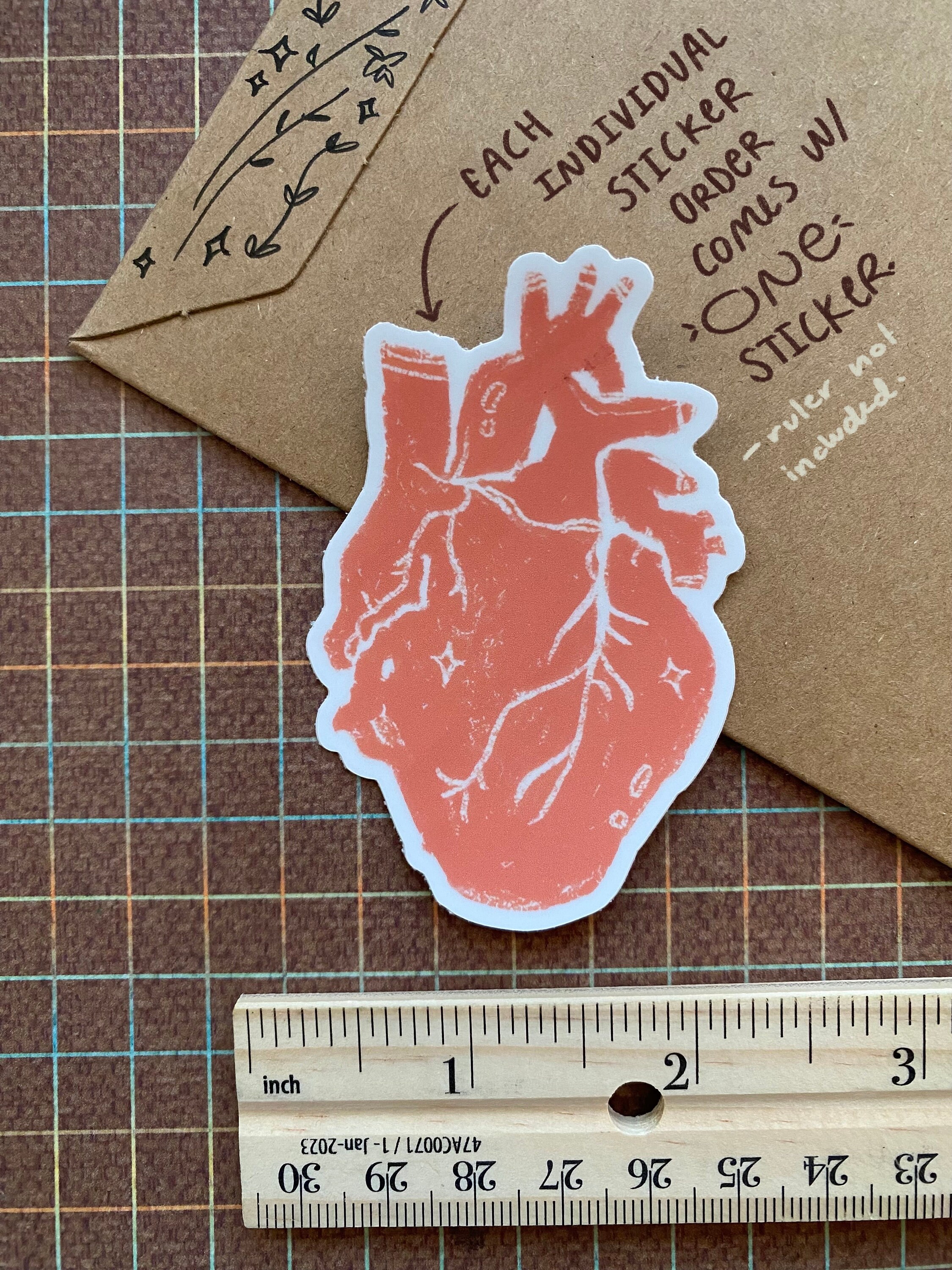 Anatomical Heart stylized // Pink or Black Heart Sticker - Etsy