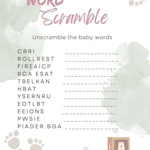 Baby Word Scramble- Baby Shower Game - Etsy