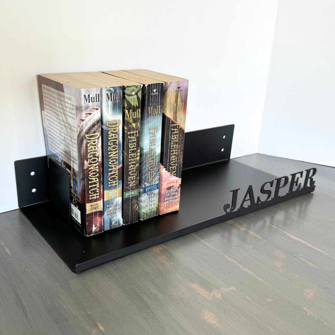 Custom Name Metal Bookshelf | Personalized Kids Bookcase With Bookends ...