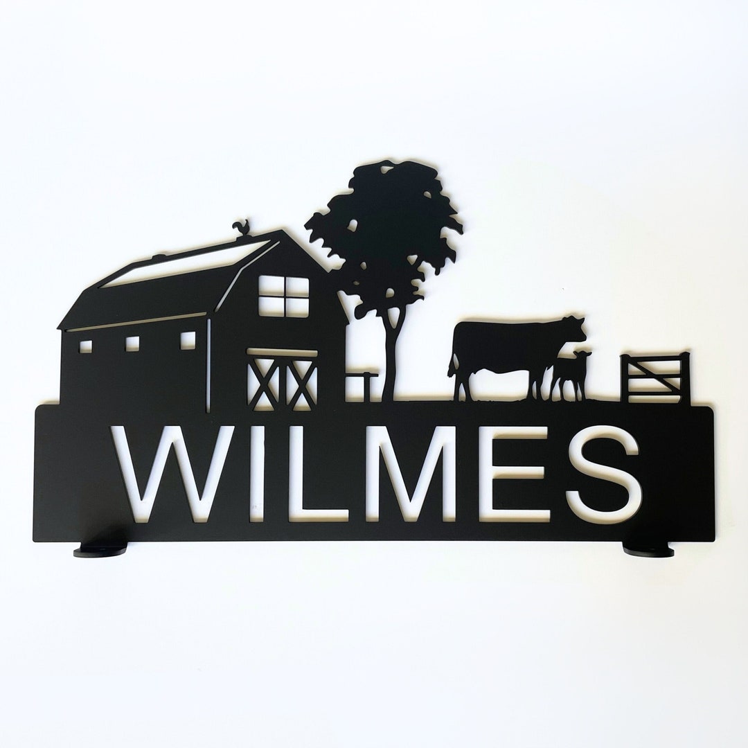 Farmhouse and Cow Personalized Mailbox Topper | Outdoor Decoration ...