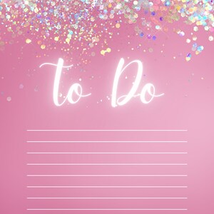 Printable to Do List | Glam Pink Glitter Lined Checklist | PDF Planner ...