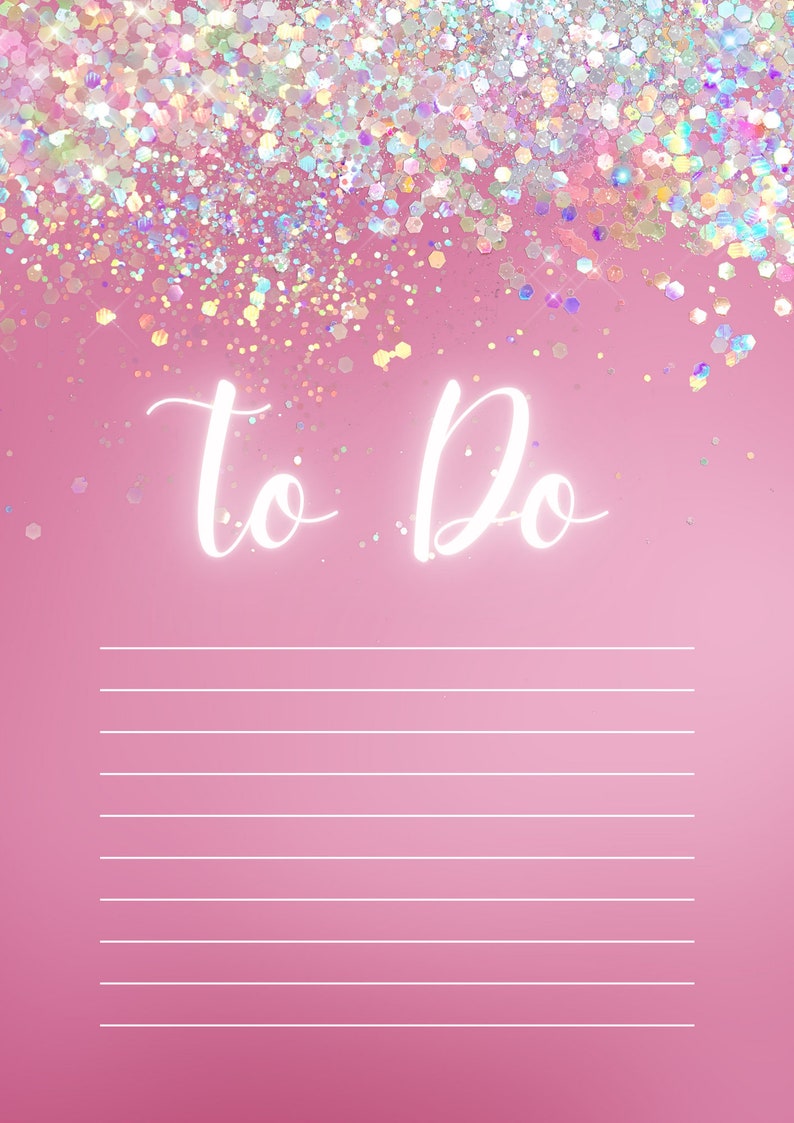 Printable to Do List | Glam Pink Glitter Lined Checklist | PDF Planner ...