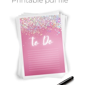 Printable to Do List | Glam Pink Glitter Lined Checklist | PDF Planner ...
