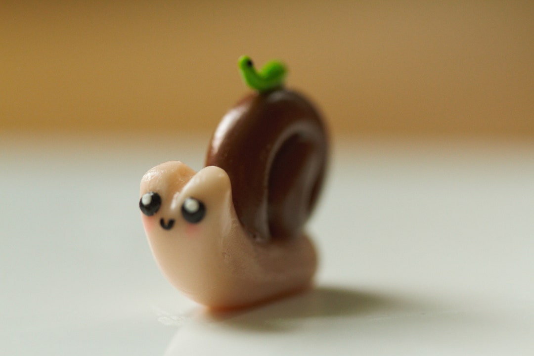 Snail With Worm/ Polymer Clay Snail With Worm Friend/ Snail Buddy/desk ...