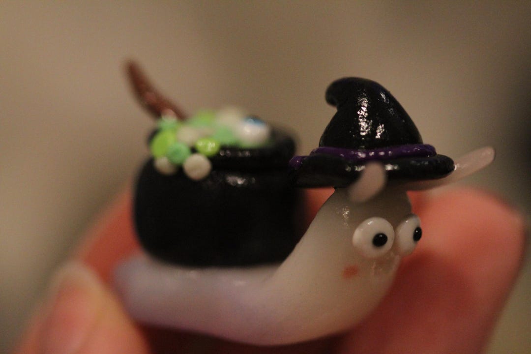 Spooky Snail/ Witch Snail/ Halloween Snail/ Handmade/ Clay Snail/ Snail ...