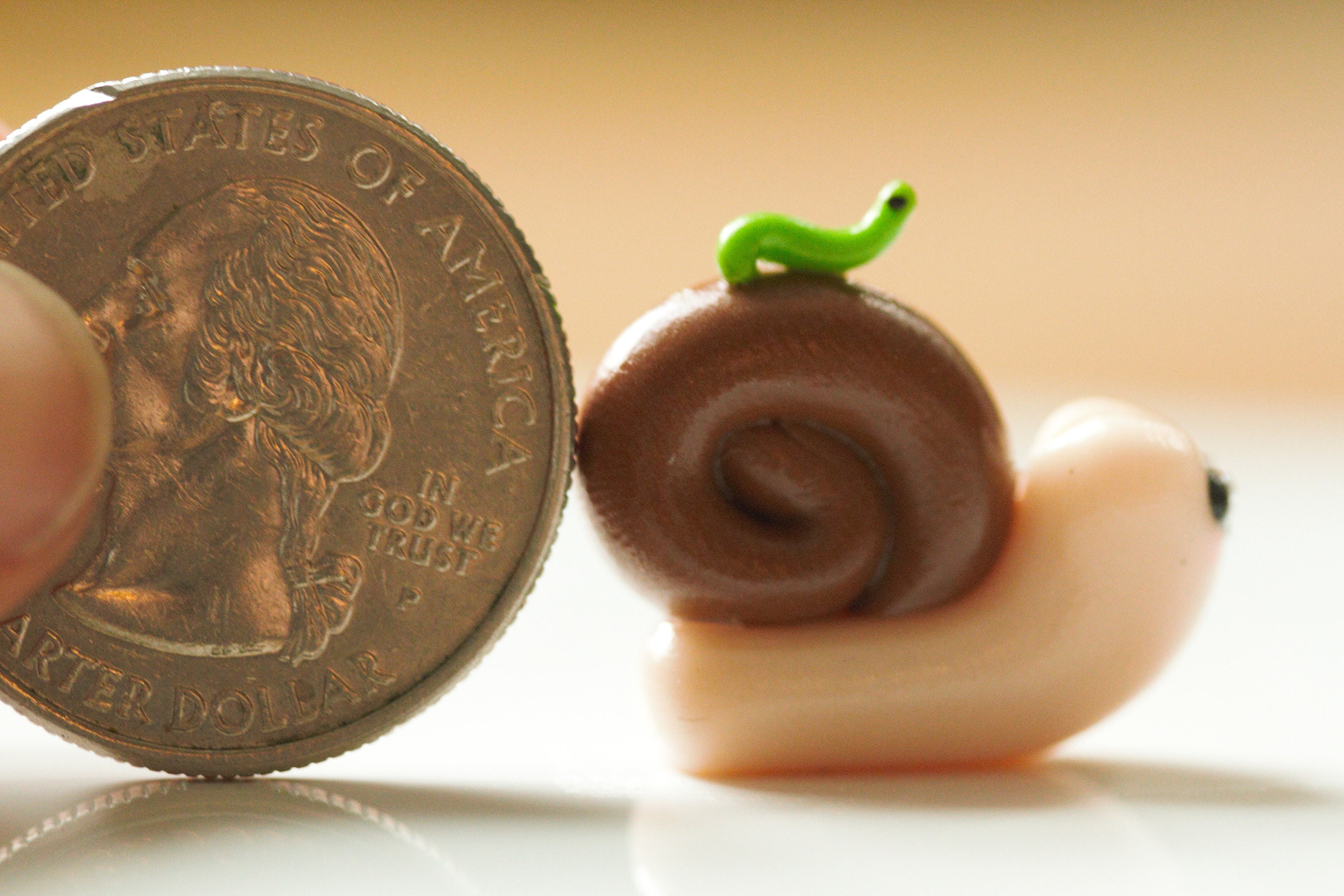 Snail With Worm/ Polymer Clay Snail With Worm Friend/ Snail Buddy/desk ...