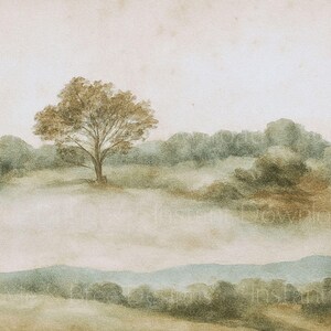 Muted Earth Tone Watercolor Landscape | Rustic Wall Art Printable ...