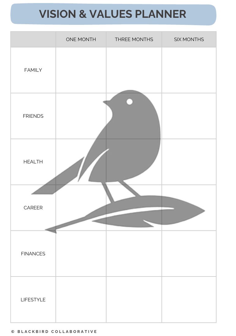 Vision and Values Planner Template Tacking Template Organisation ...