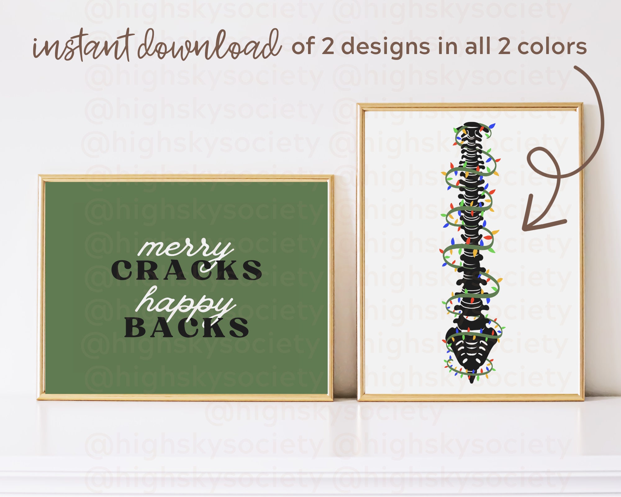 Christmas Spine Art Print: Chiropractic Holiday Decor (digital Download ...