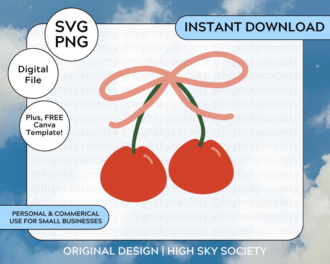 Coquette Cherry SVG, PNG, Canva Template | Use for Wall Art, Shirts ...