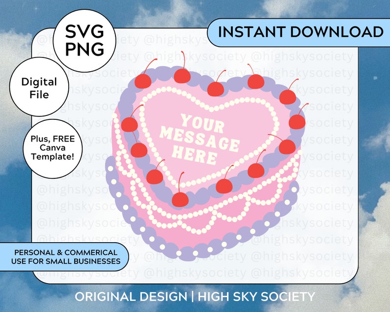 Heart Cake SVG, PNG, Canva Template | Use for Wall Art, Shirts, Mugs ...