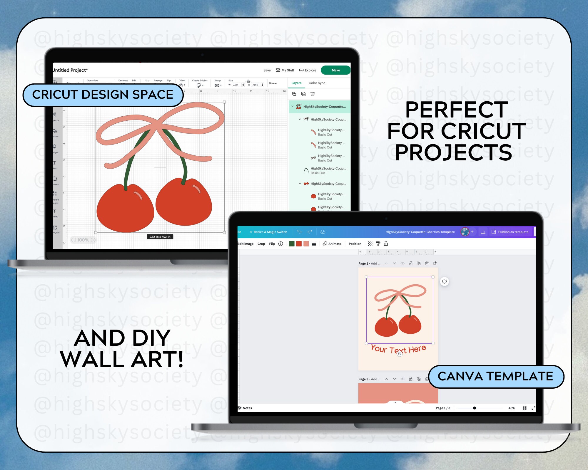 Coquette Cherry SVG, PNG, Canva Template | Use for Wall Art, Shirts ...