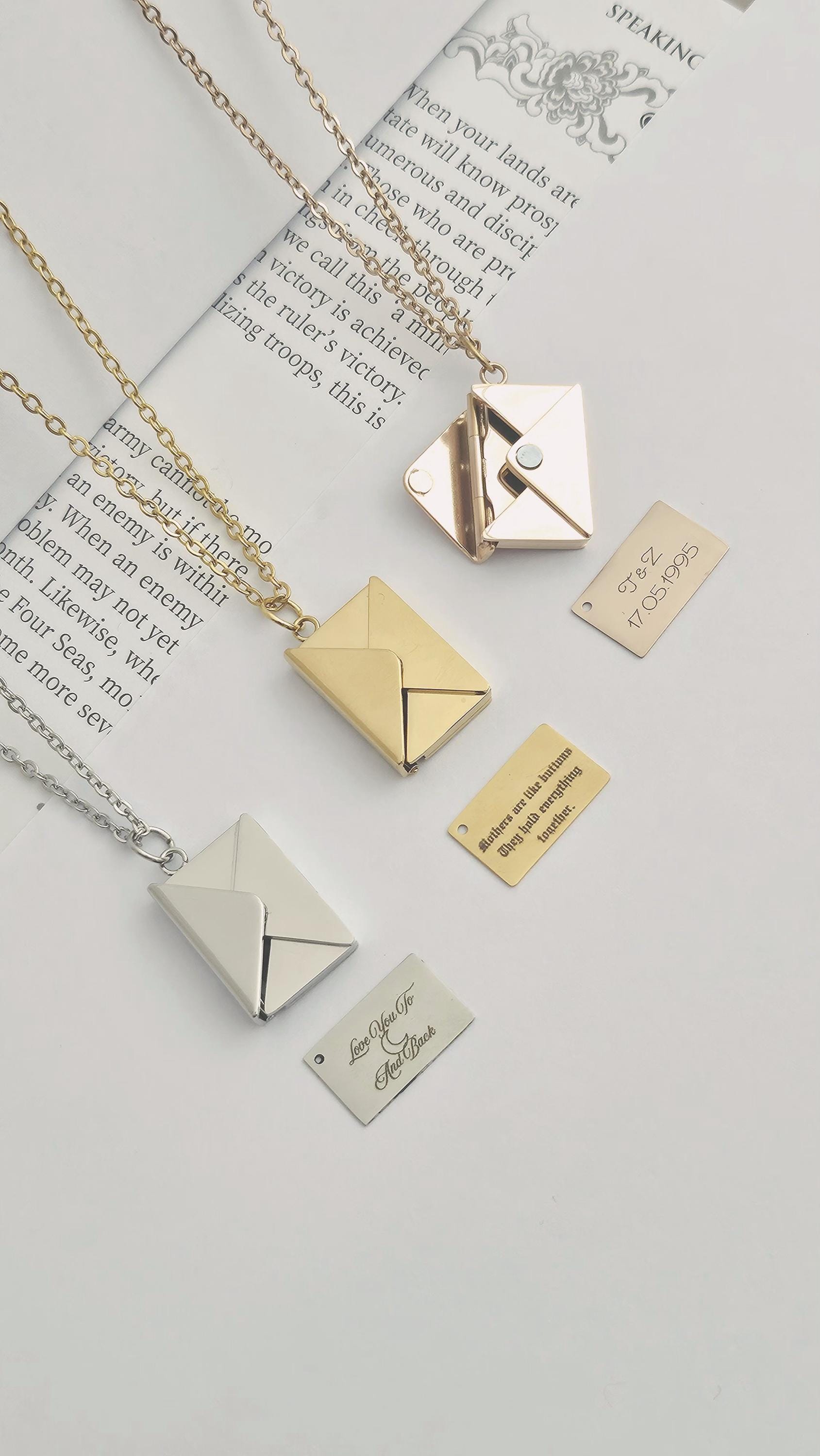 Secret Message Envelope Necklace Personalized Friendship Jewelry Gift ...