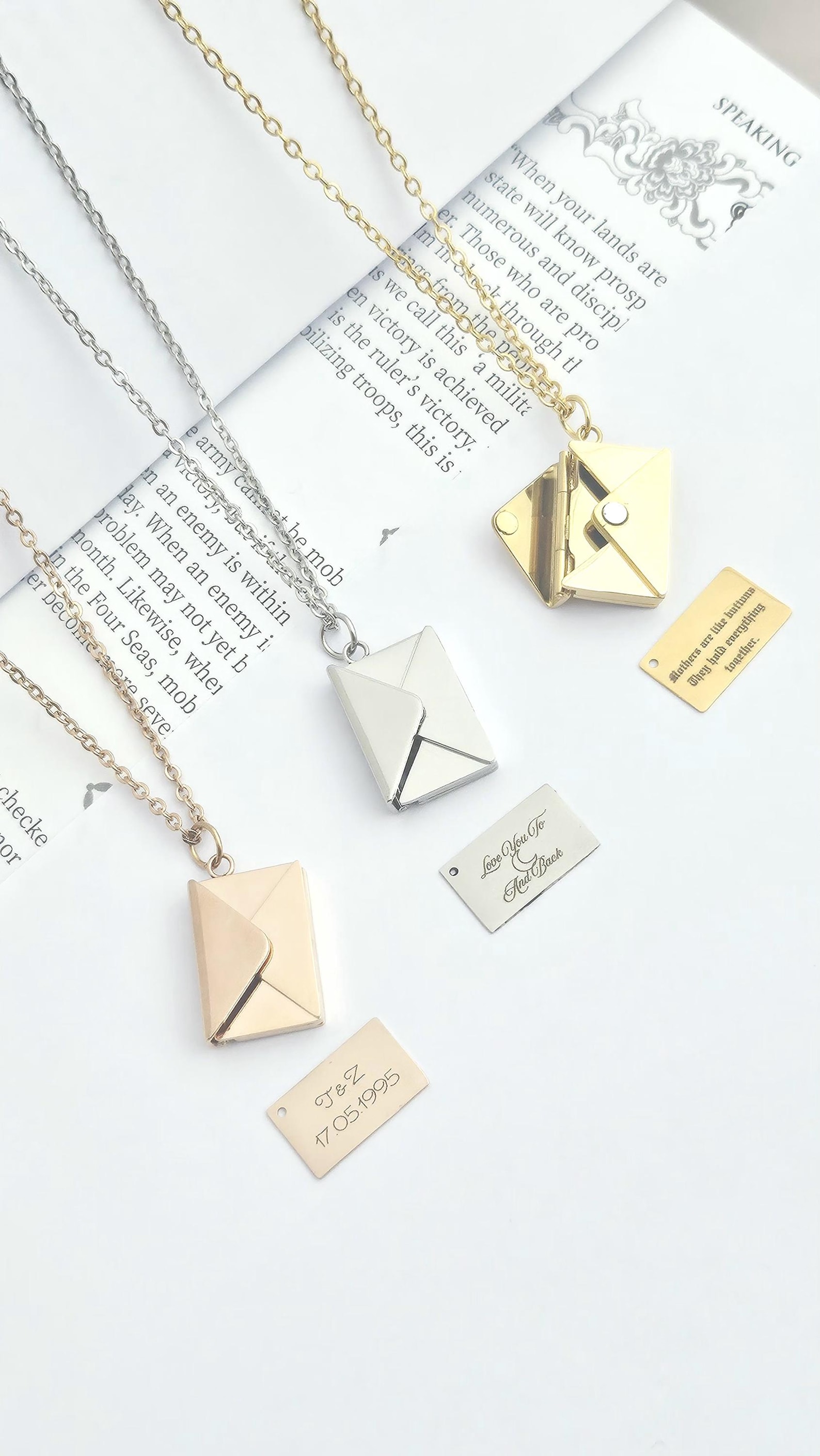 Secret Message Envelope Necklace Personalized Friendship Jewelry Gift ...