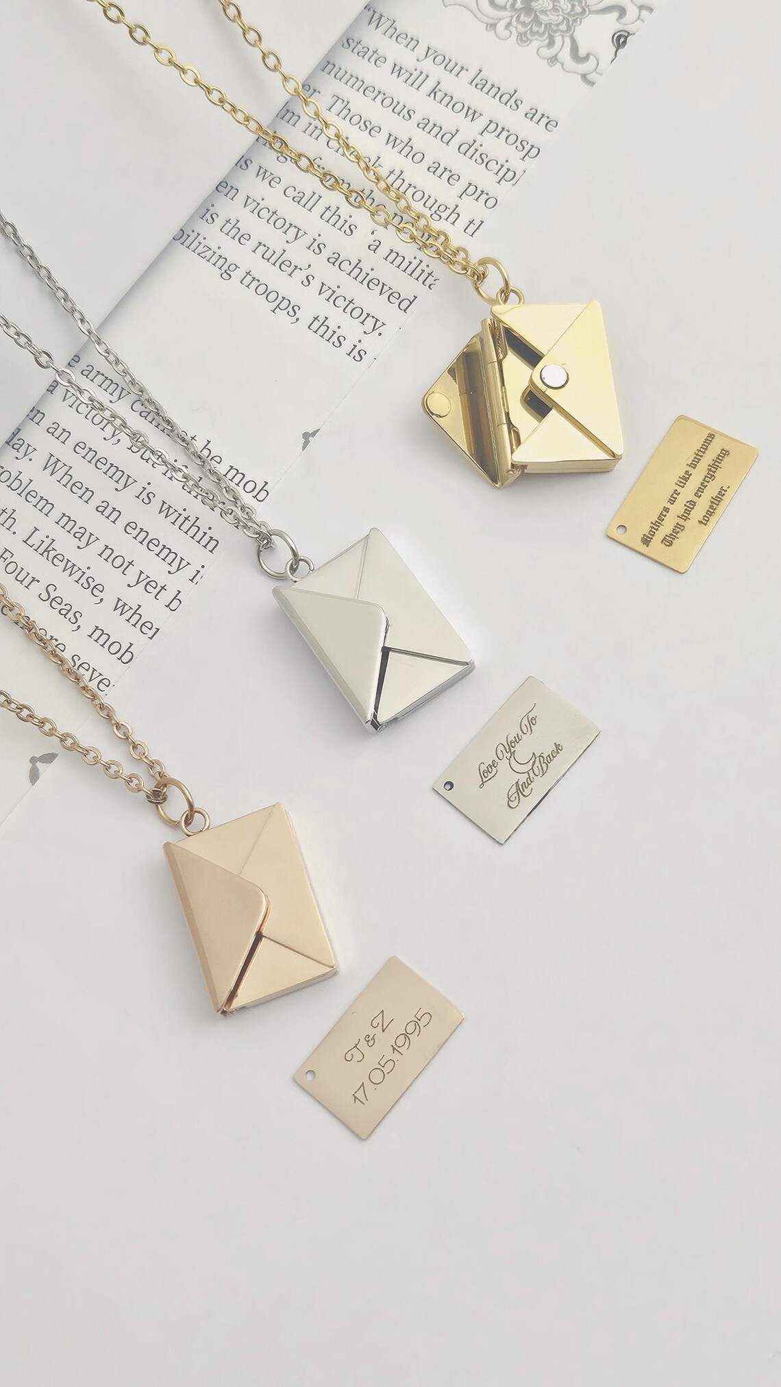Secret Message Envelope Necklace Personalized Friendship Jewelry Gift ...