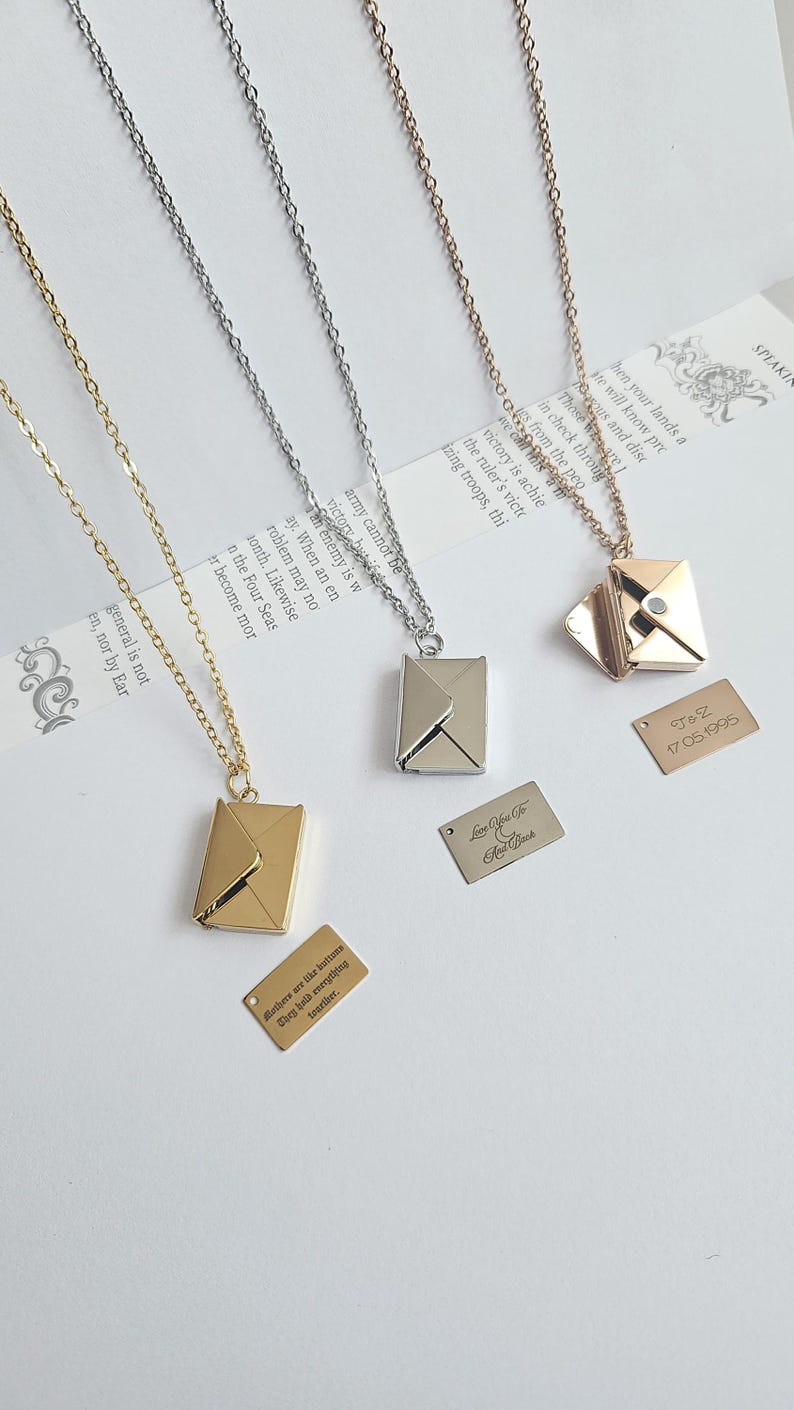 Secret Message Envelope Necklace Personalized Friendship Jewelry Gift ...