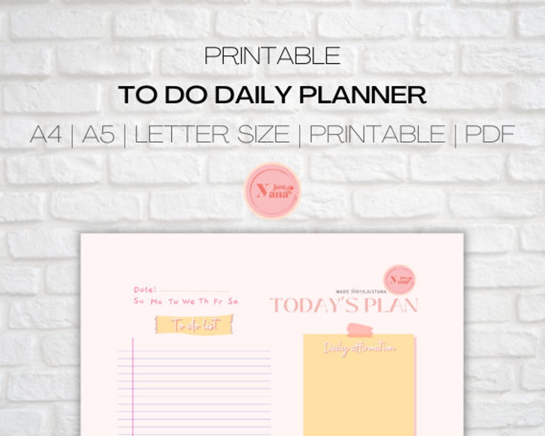 The Pink to Do List | Daily Edition Printable | A4/A5/LETTER/FILLABLE ...