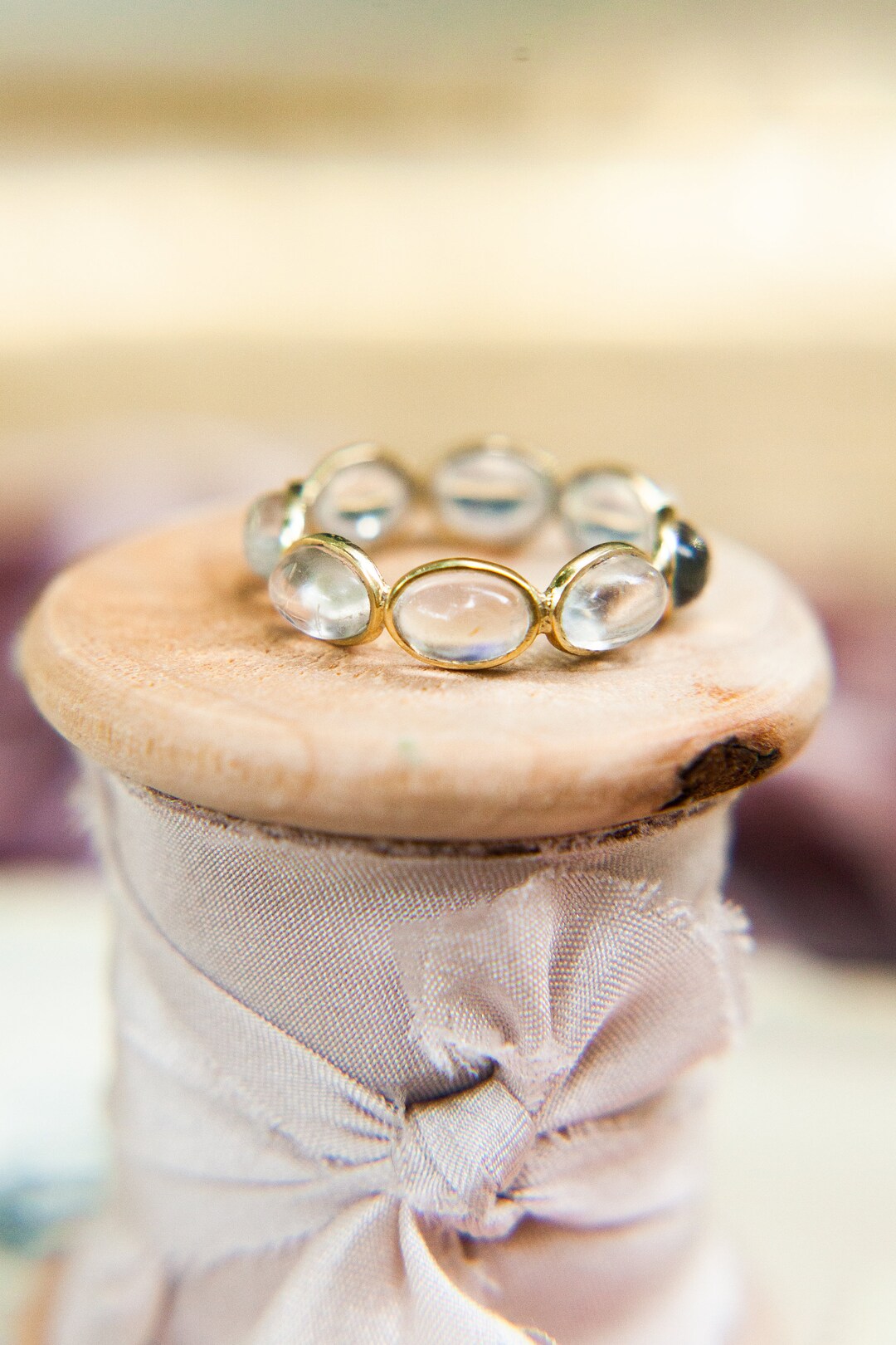 Moonstone Infinity and Half Band Ring - Etsy