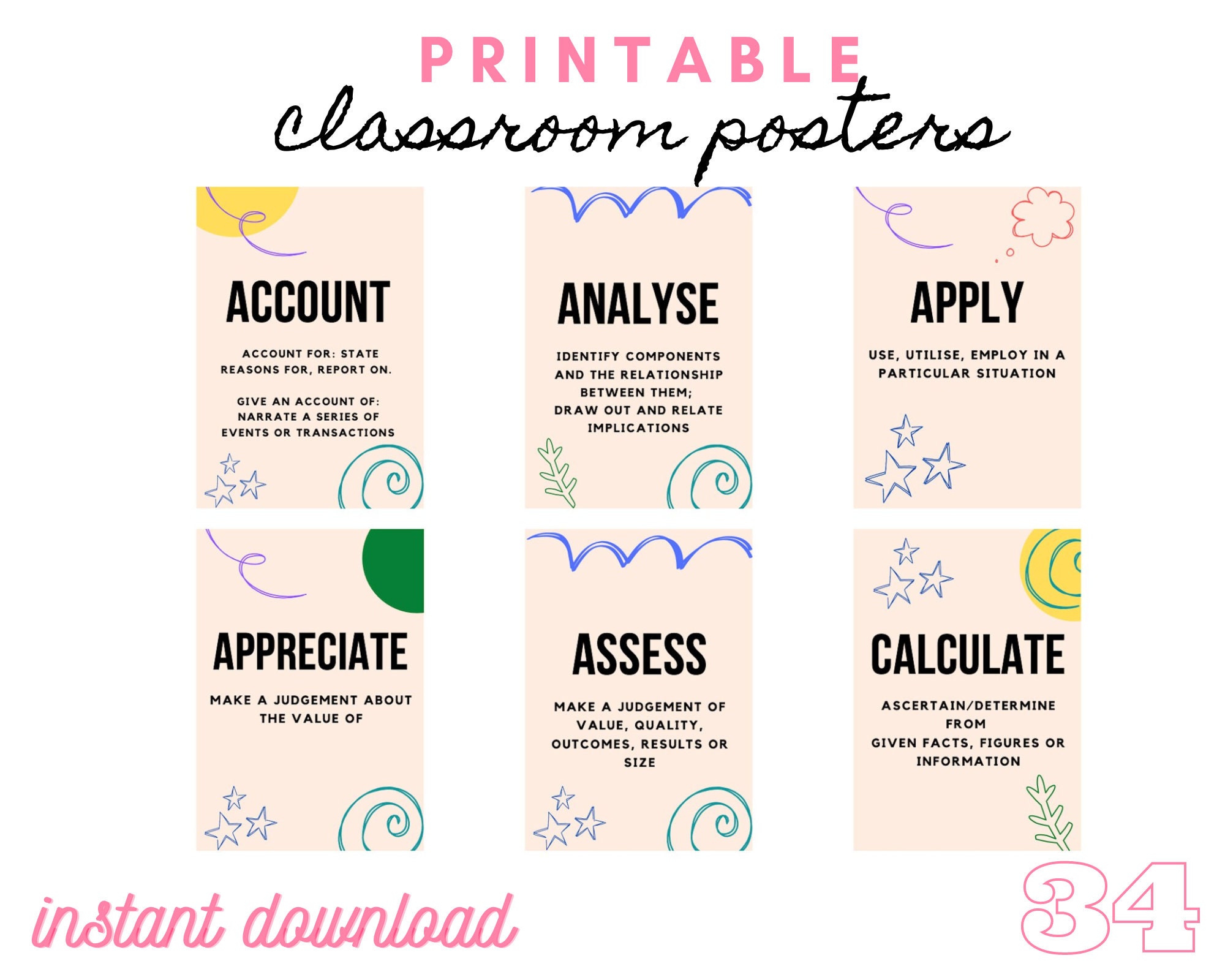 HSC VCE Verbs Key Terms NESA Glossary Posters Etsy Australia HSC VCE Verbs Key Terms NESA Glossary Posters Etsy Australia