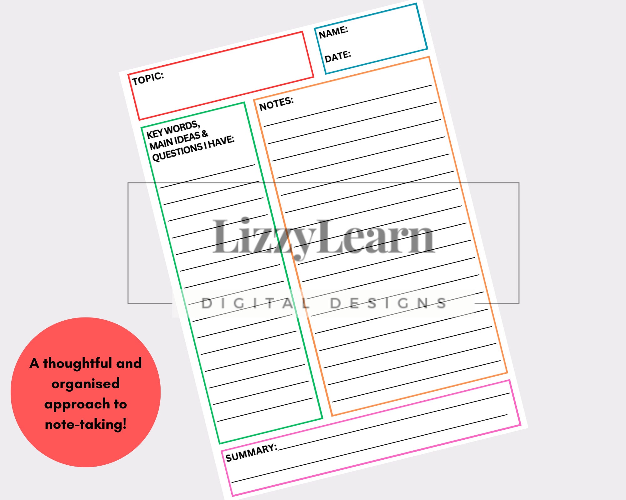 Cornell Note Taking Template *~simple~* - Etsy