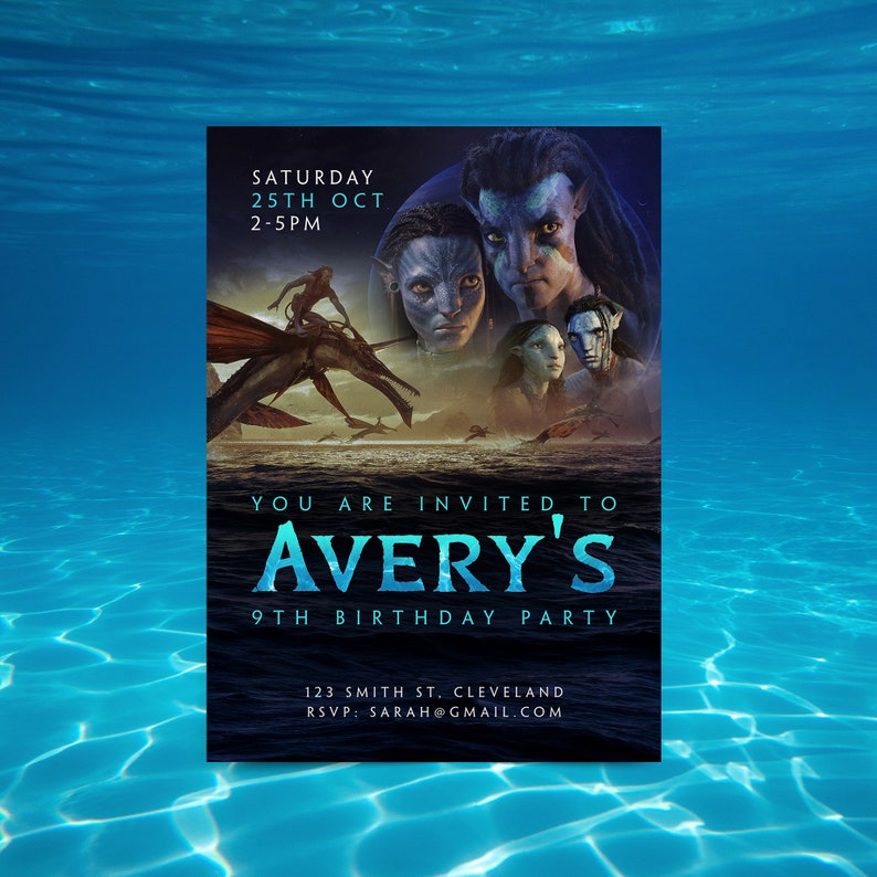 Avatar 2 Birthday Invitation, Avatar Kids Birthday Invite, the Way of ...