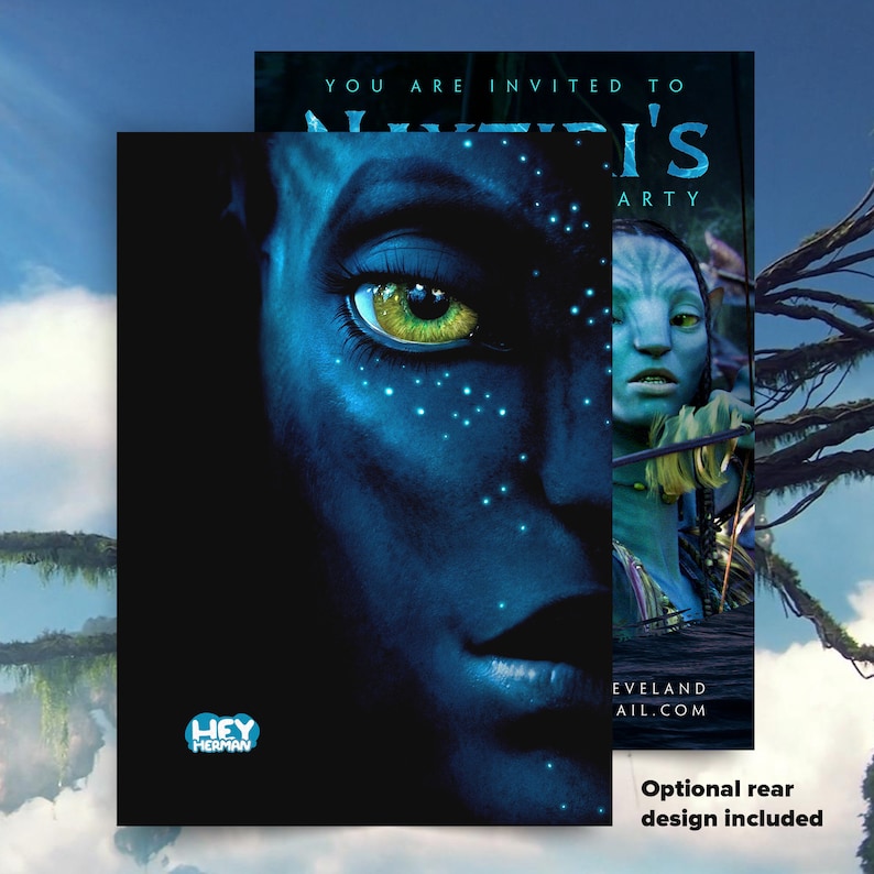 Avatar Birthday Invitation, Avatar Kids Birthday Invite, Naytiri Invite ...