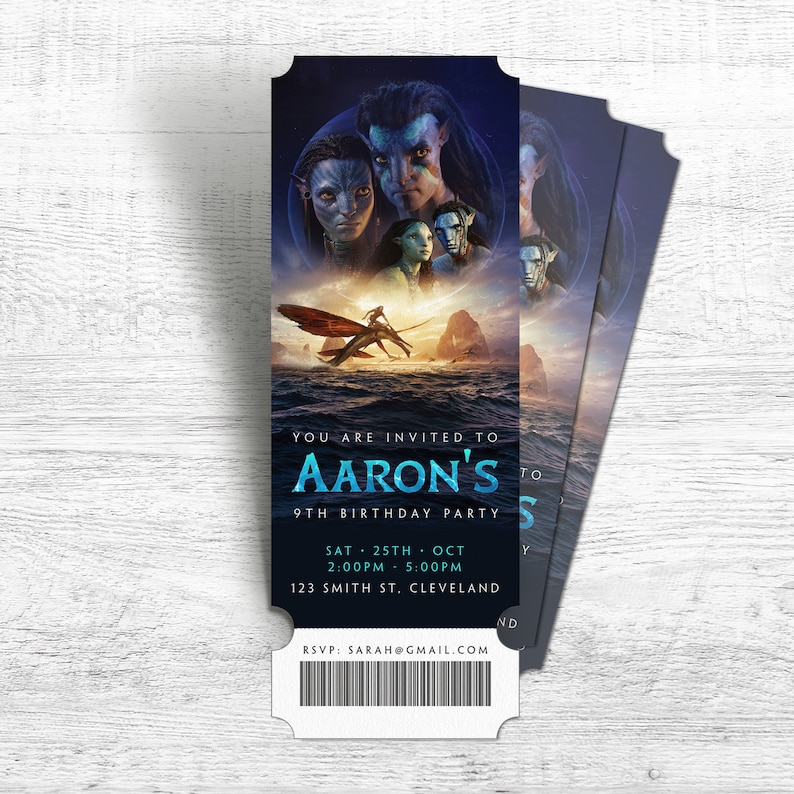 Avatar 2 Movie Ticket Birthday Invitation, Avatar Birthday Invite, the ...