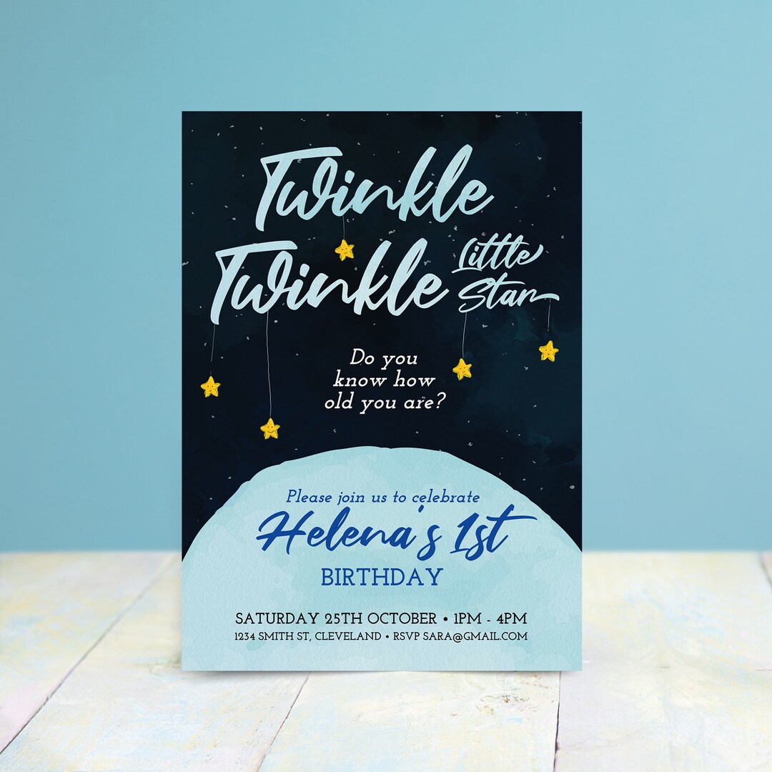 Twinkle Twinkle Little Star Birthday Invitation, Kids Birthday ...