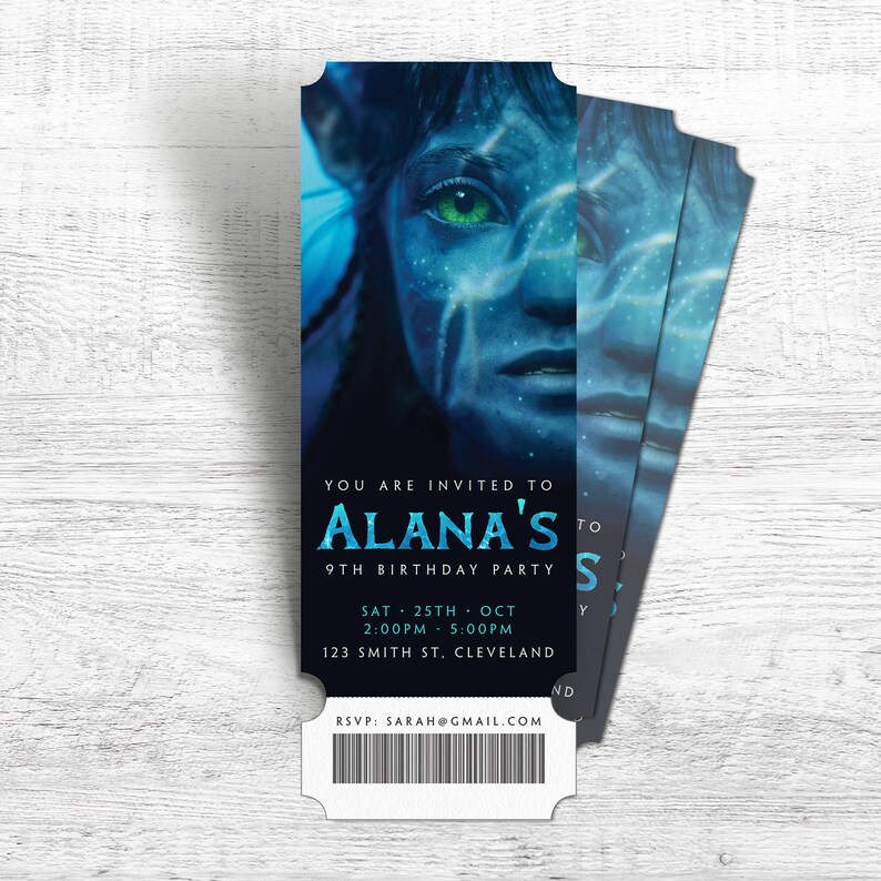 Avatar 2 Movie Ticket Birthday Invitation, Avatar Birthday Invite, the ...