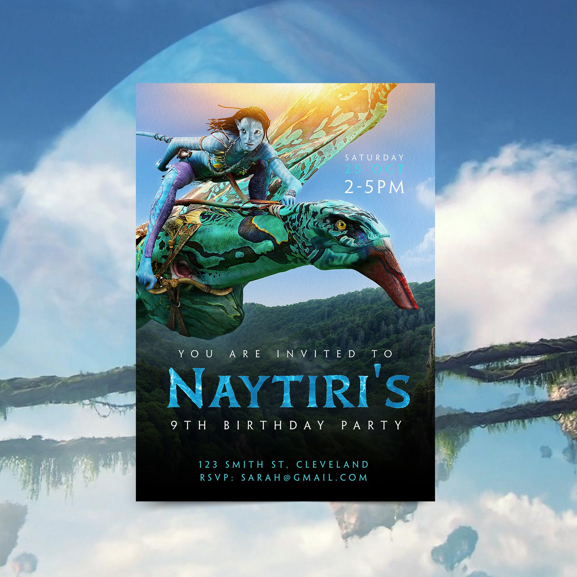 Avatar Birthday Invitation, Avatar Kids Birthday Invite, Naytiri Invite ...