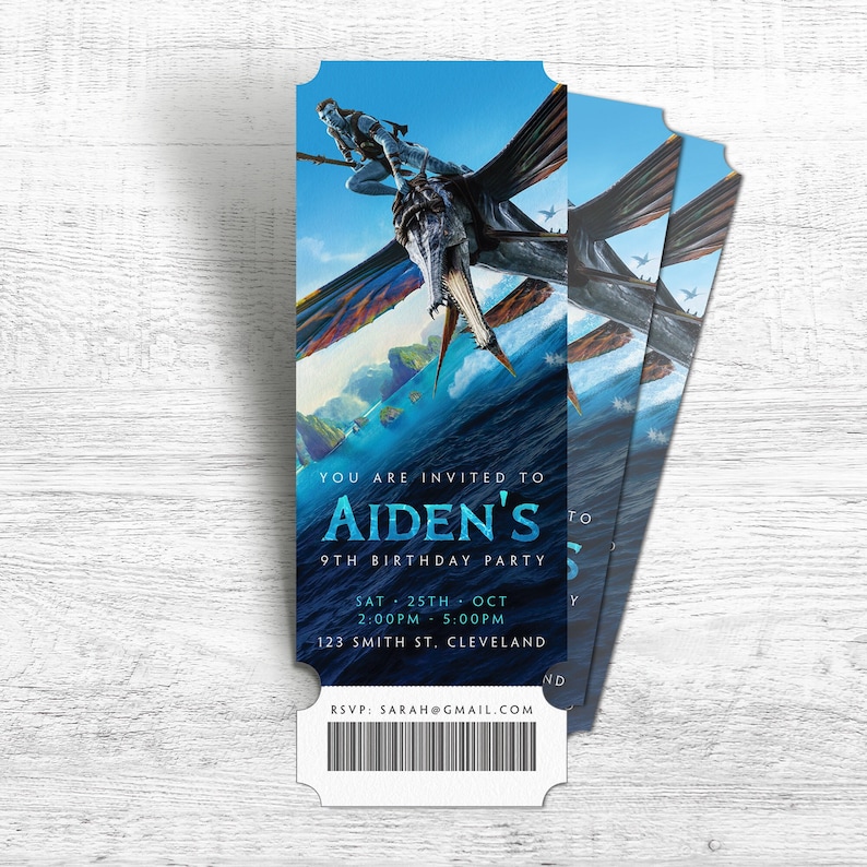 Avatar 2 Movie Ticket Birthday Invitation, Avatar Birthday Invite, the ...