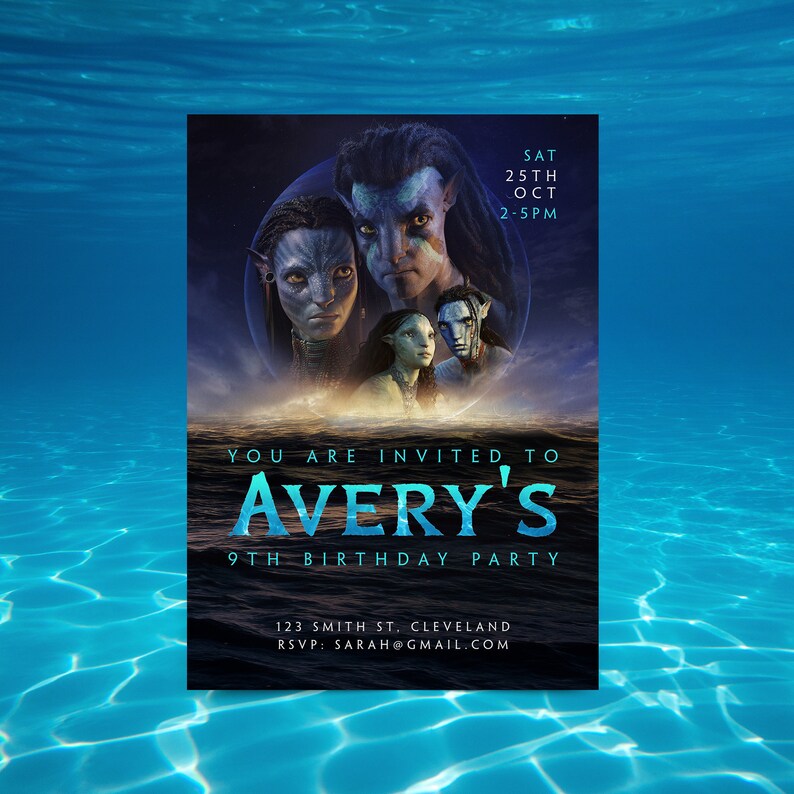 Avatar 2 Birthday Invitation, Avatar Kids Birthday Invite, the Way of ...
