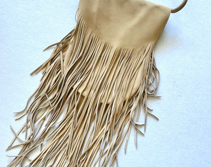 Desert Light Tan Leather Fringe Bag, Light Tan Cross Body Bag, Suede ...