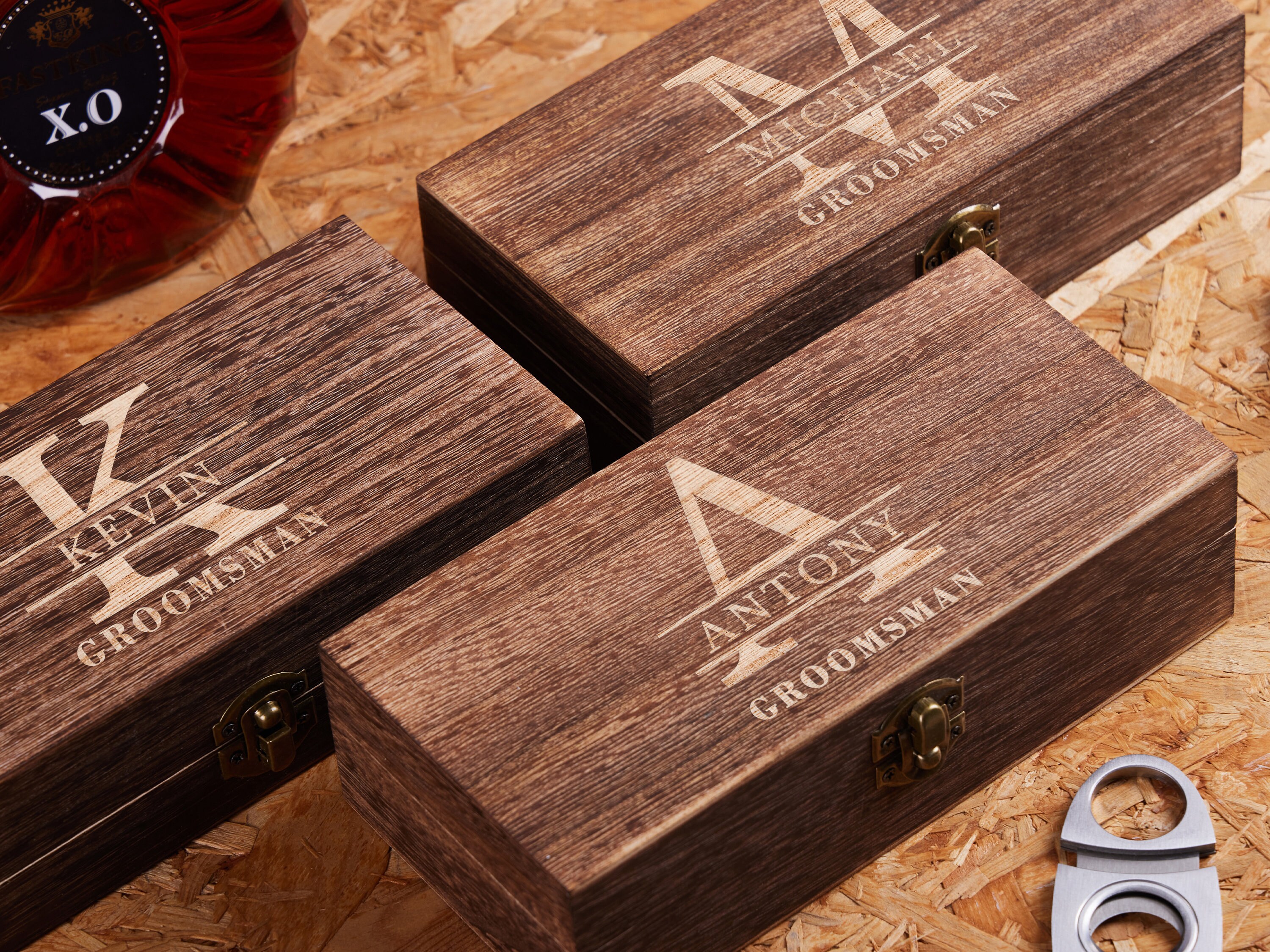 Personalized Wooden Gift Box Groomsman Cigar Gift Box Groomsmen ...