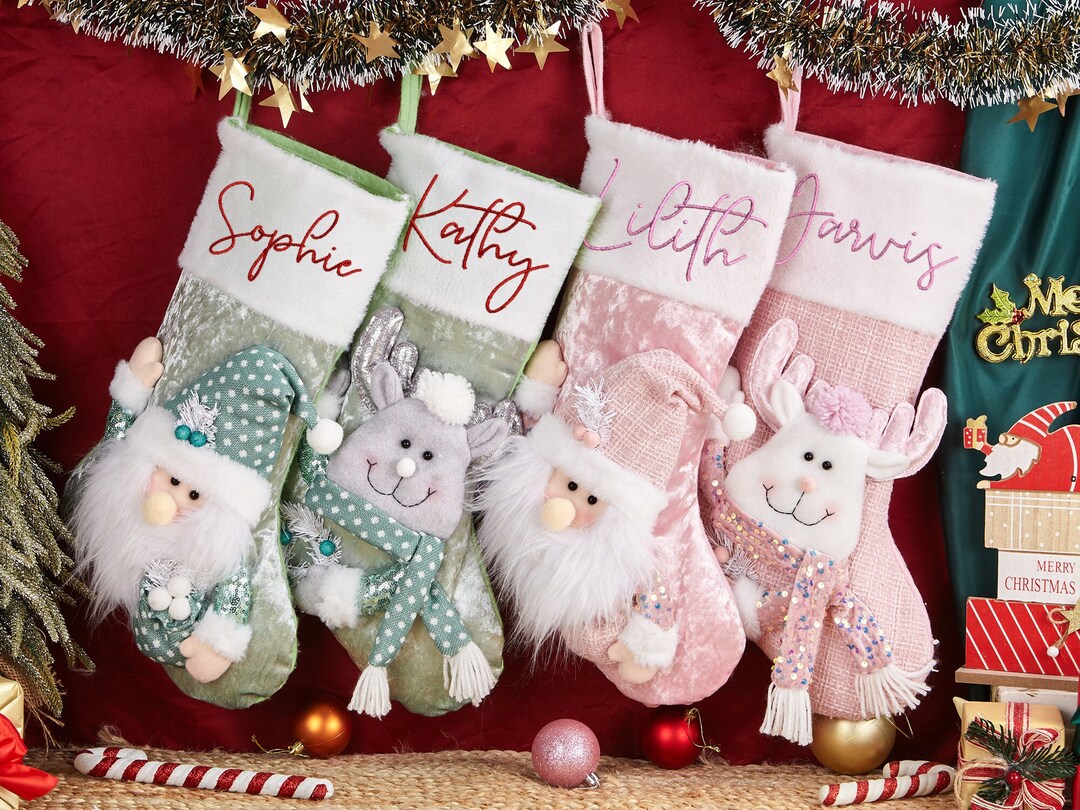 3D Christmas Stockings With Names,embroidered Christmas Stockings 2023 ...