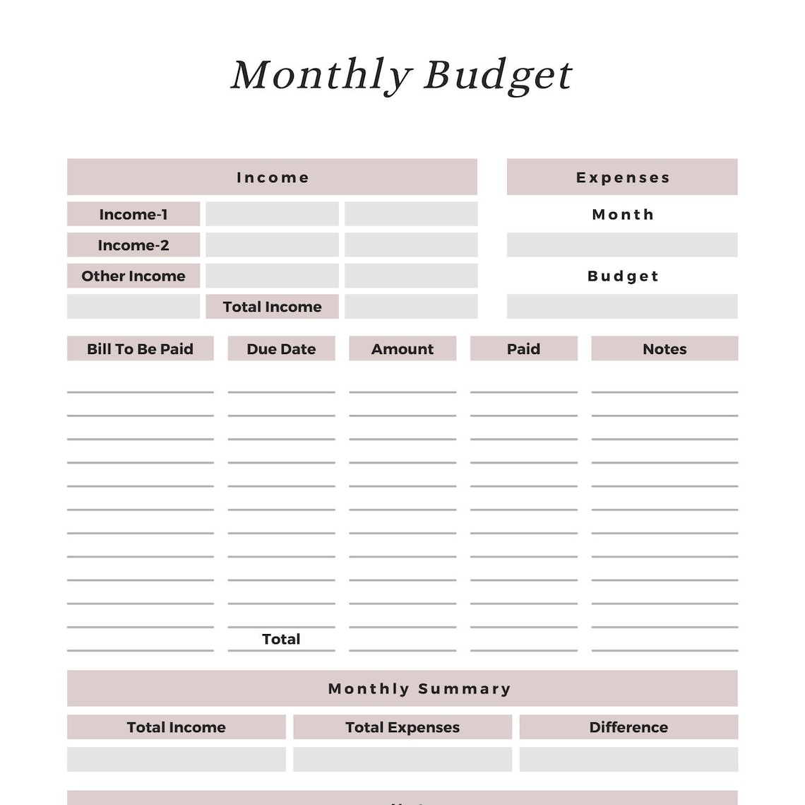 Organized Monthly Budget Planner - Etsy