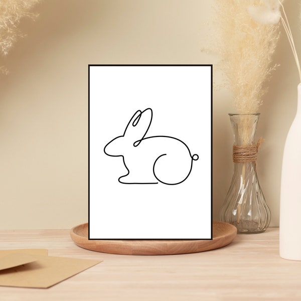 Rabbit Line Art - Etsy